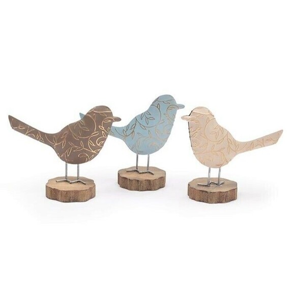 Cbk | Accents | Set Of 3 Tin Bird Shelf Sitter Display Figures In Three ...